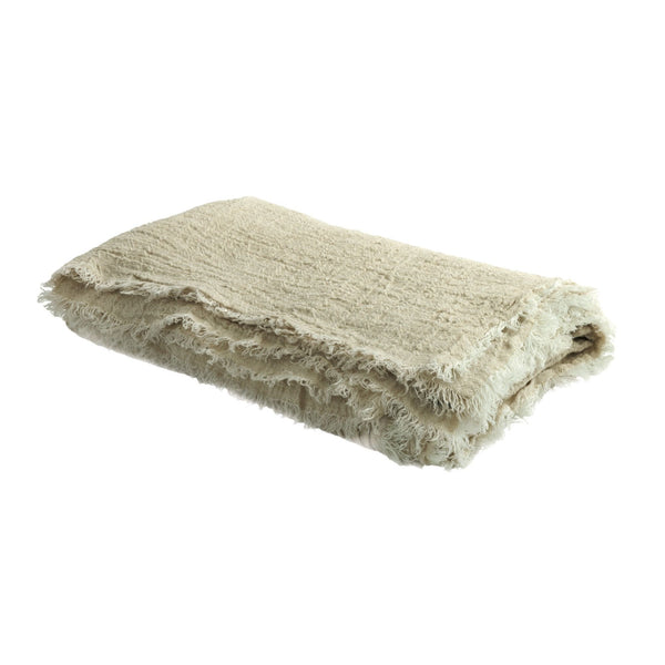 Washed Linen Crepon Throw Fringed - 63x99" - Flor di Latte – Lagom 142