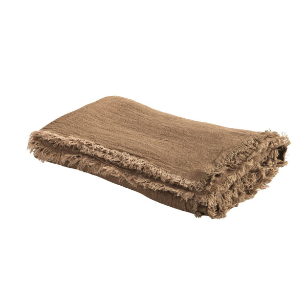 Washed Linen Crepon Throw Fringed - 63x99" - Terracotta – Lagom 142