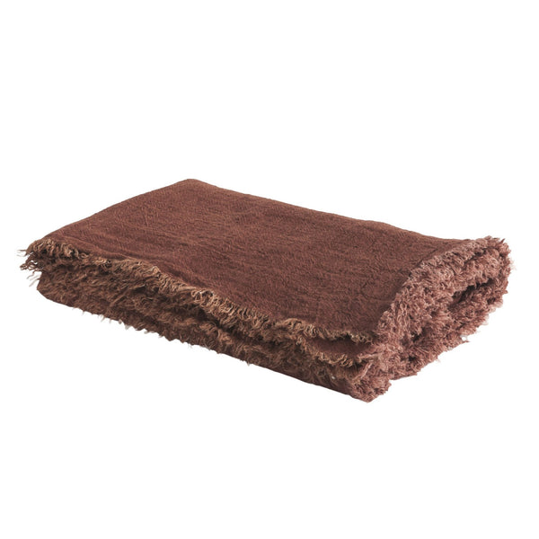 Washed Linen Crepon Throw Fringed - 63x99" - Argile – Lagom 142